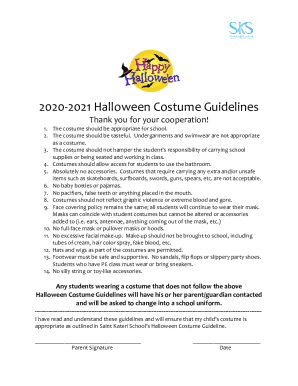 Fillable Online halloween costume day official guidelines Fax Email ...