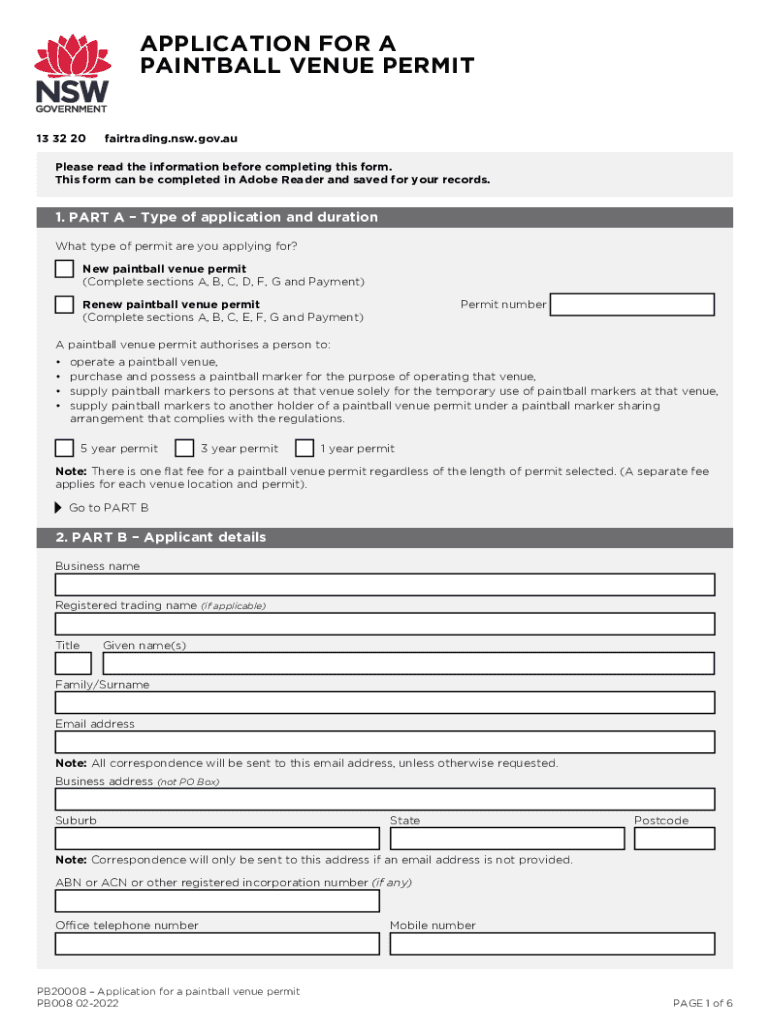 Fillable Online Application for a paintball venue permit. Application for a paintball venue ...