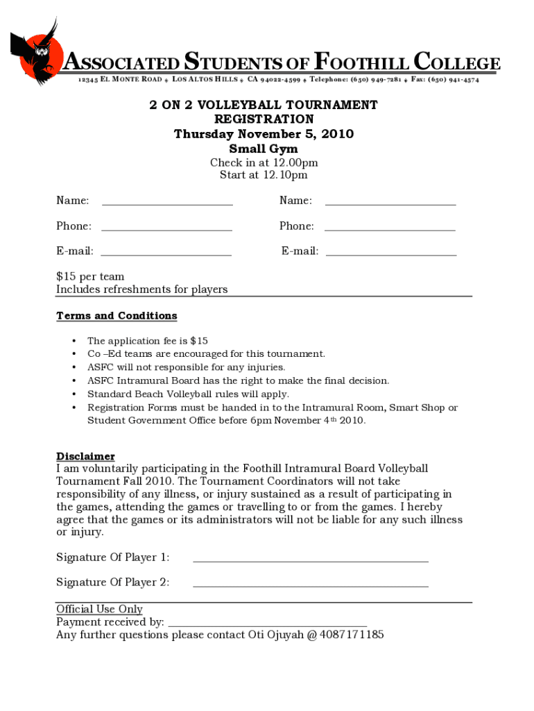 Fillable Online Volleyball Form.docx Fax Email Print - pdfFiller