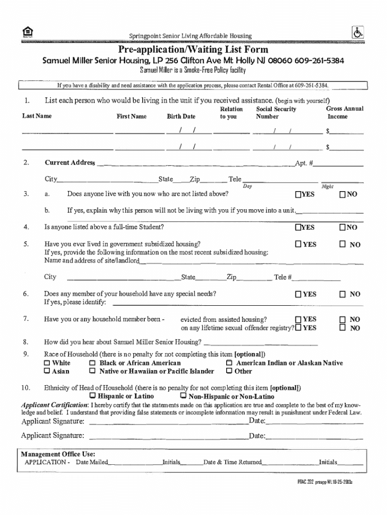 Fillable Online Samuel Miller Senior Housing Fax Email Print - pdfFiller
