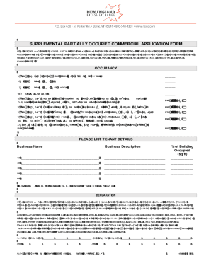 Fillable Online Supplemental Partially Vacant Commercial Application ...