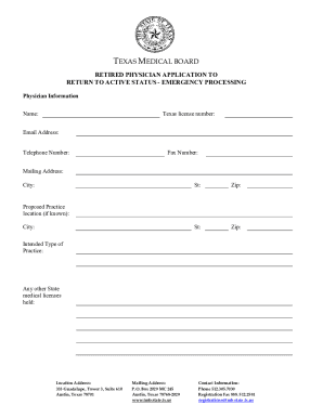 Fillable Online Emergency - Retire return to active status app.doc Fax ...