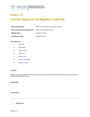 Fillable Online Policy 1.2 Contract Approval and Signature Authority ...