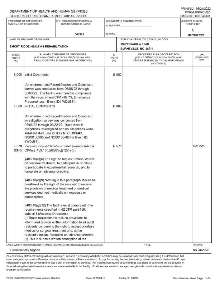 Fillable Online printed: 06/29/2022 - form approved omb no. 0938-0391 ...