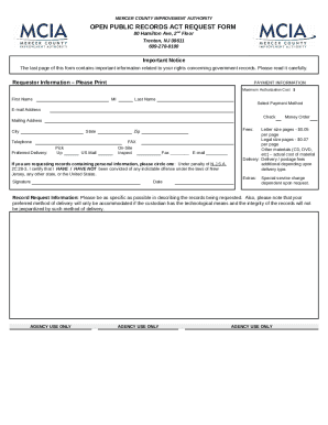 open public records act request Doc Template | pdfFiller