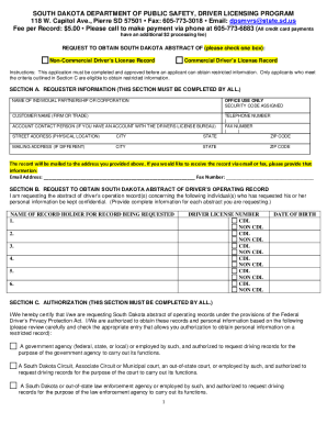 Fillable Online dps sd driver licensing program request from record ...