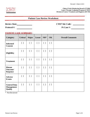 Regulatory Documentation Review Worksheet IRB of Record - ctep cancer Doc Template | pdfFiller