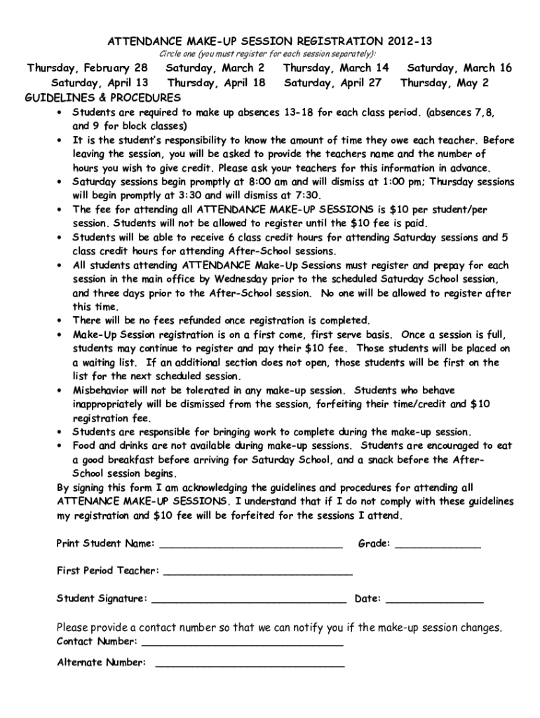 Fillable Online ths haywood k12 nc Attendance, Saturday School, and ...