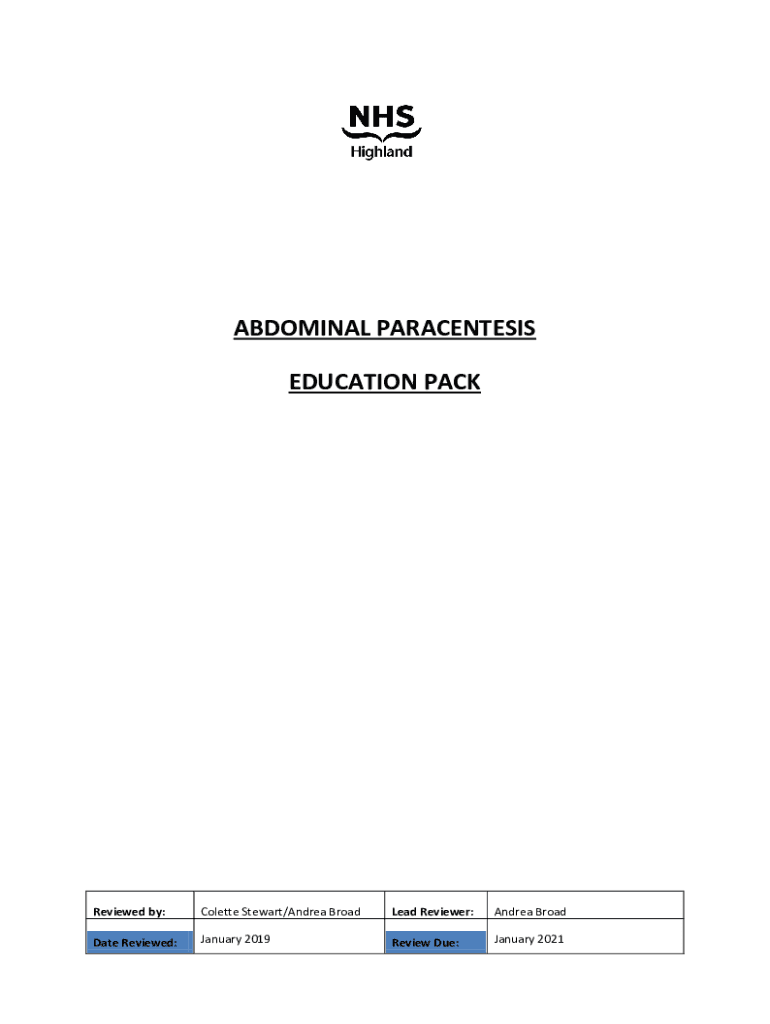 Fillable Online Abdominal Paracentesis (drainage of ascites) Fax Email ...