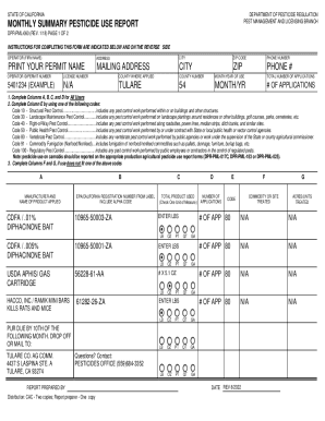 Fillable Online agcomm co tulare ca PR- ENF-060, Monthly Summary ...