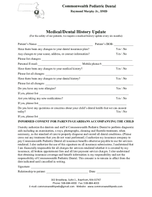 Fillable Online Medical/Dental History Update Fax Email Print - pdfFiller