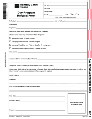 Fillable Online Day Program Referral Form DAY PROGRAM REFERRAL FORM ... Fax Email Print - pdfFiller
