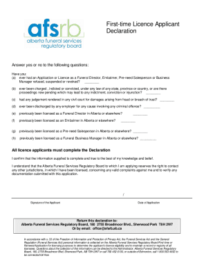 Fillable Online afsrb ab Funeral Directors License Application - State ...