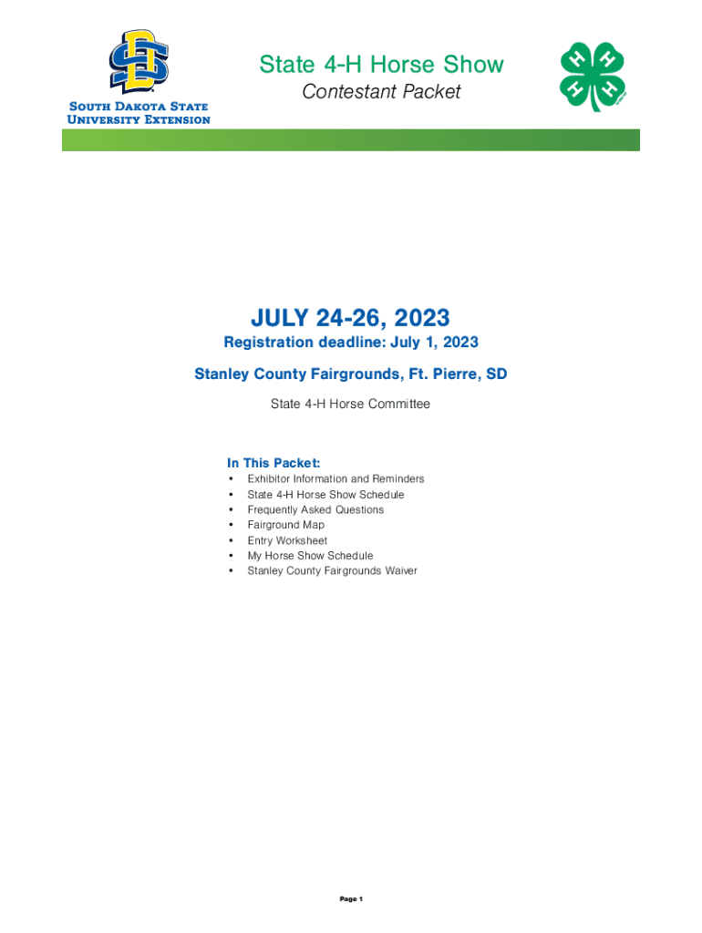 Fillable Online State 4-H Horse Show - Fort Pierre South Dakota Official ... Fax Email Print ...