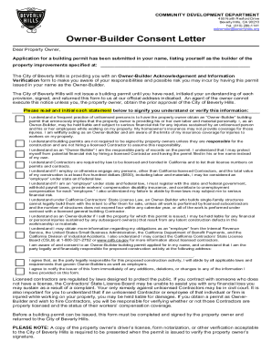 Fillable Online Owner Builder Consent Letter rev. 12.12.22 - fillable ...