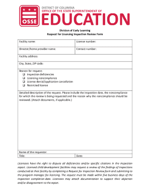 Fillable Online osse dc Licensing Inspection Review Form Fax Email ...