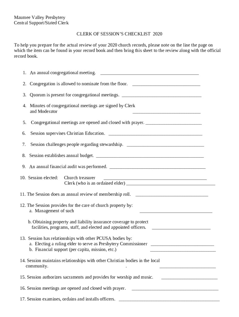 Checklist for Completion of the Process of Preparation ... Doc Template ...