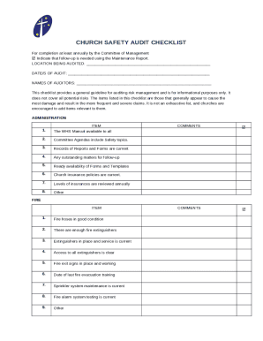 church safety audit checklist - pcq org Doc Template | pdfFiller