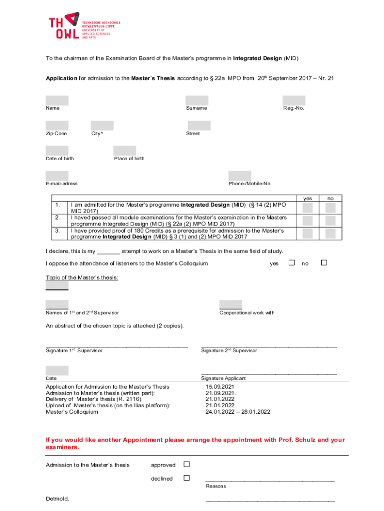 Fillable Online Integrated Design (Master's program)How to Apply Fax Email Print - pdfFiller