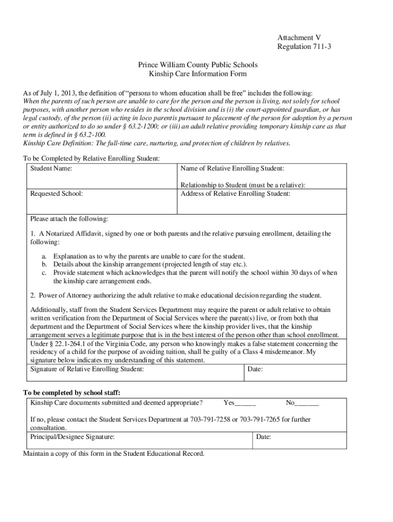Fillable Online R711-3 Attachment V - Kinship Care Information Form Fax ...