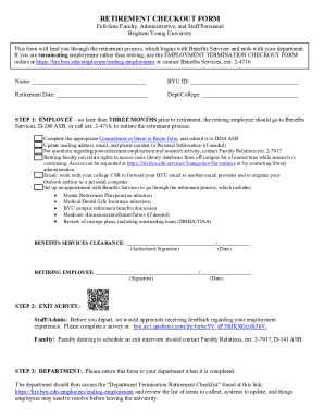 Fillable Online Department Termination or Retirement Checkout Form Fax ...