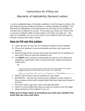 warranty of habitability demand letter Doc Template | pdfFiller