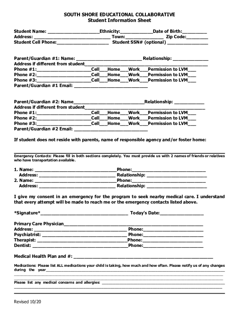 Fillable Online South Shore Educational Collaborative: Home Fax Email ...