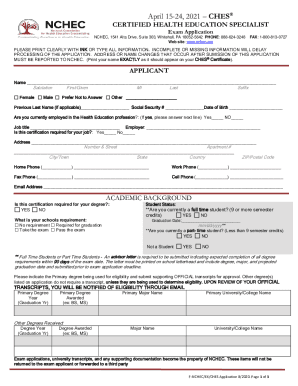 Fillable Online Exam Eligibility Guide for CHES, MCHES Fax Email Print ...