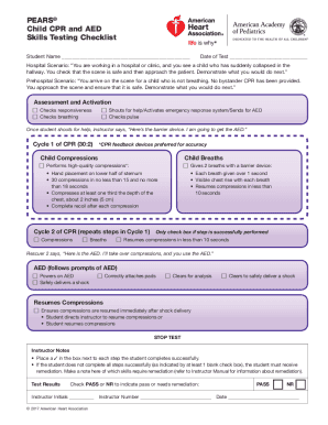 Fillable Online 1- and 2-Rescuer Child BLS With AED Skills Testing ...