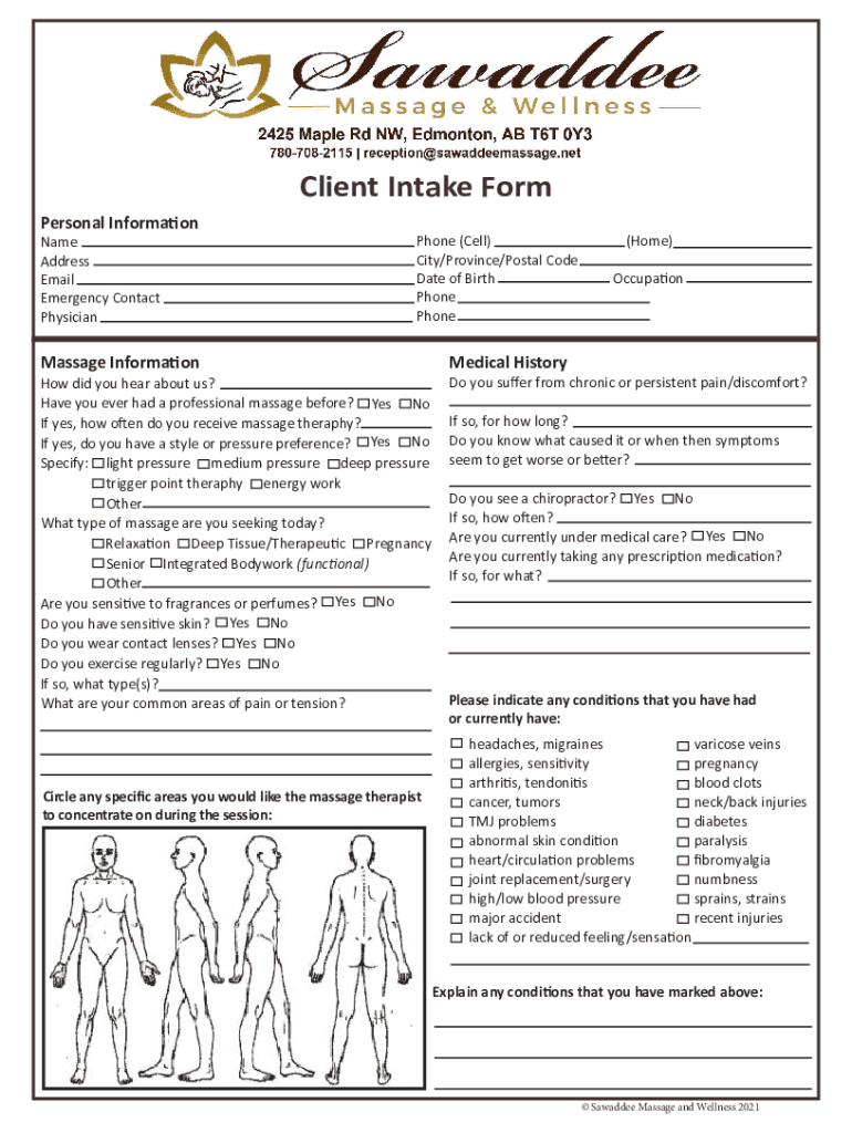 Fillable Online Client Intake Form & TemplateFree PDF Download Fax ...