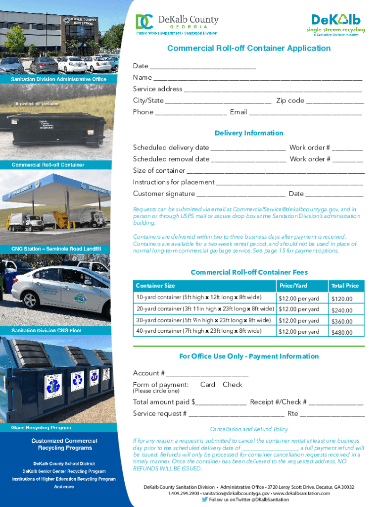 Fillable Online Commercial roll off container application - 02.18.22 ...