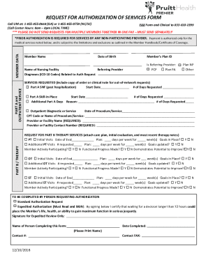 Fillable Online Pruitt Health Premier Request for Authorization of ...