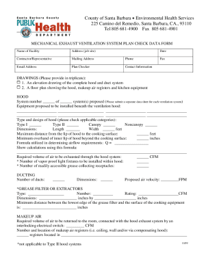 Fillable Online mechanical exhaust ventilation system plan check data ...