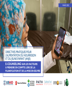 Remplissable En Ligne Directives pratiques pour lalimentation du nourrisson et du jeune enfant ...