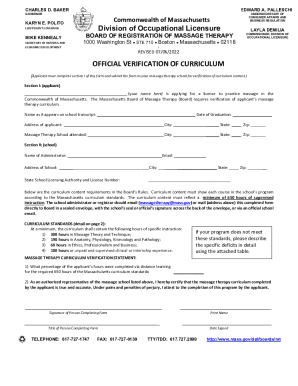 Fillable Online OFFICIAL VERIFICATION OF CURRICULUM Fax Email Print - pdfFiller