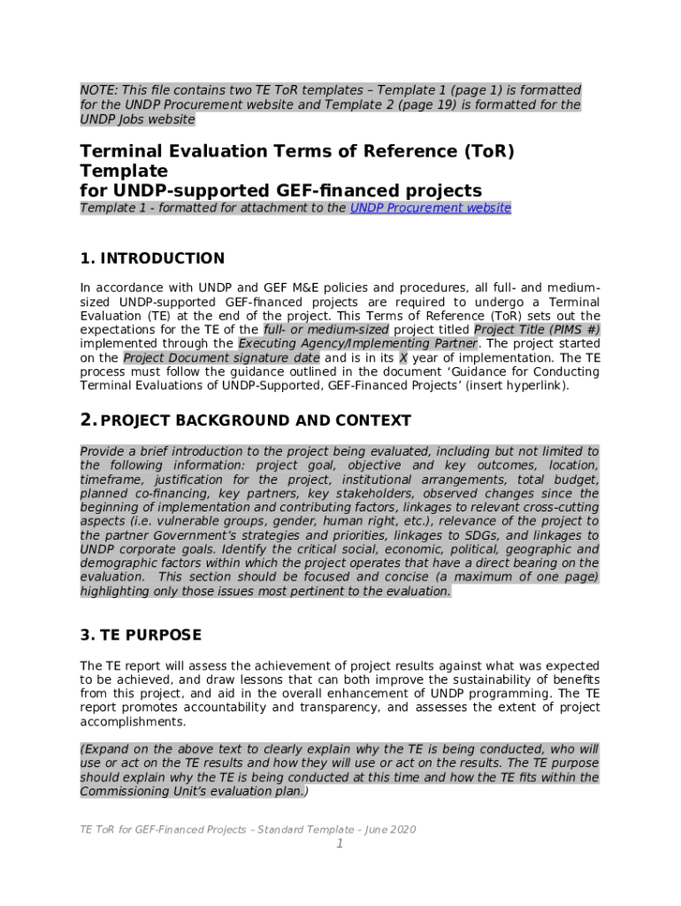Terminal Evaluation Terms of Reference (ToR) Template for ... - erc ...