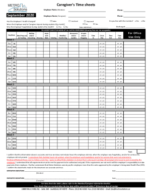 Fillable Online Caregiver's Time sheets September.2020 Fax Email Print ...