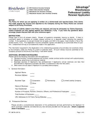 Fillable Online Professional Liability Fax Email Print - pdfFiller