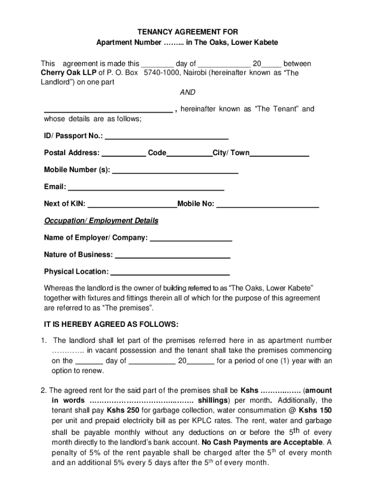 Fillable Online tenancy agreement for Fax Email Print - pdfFiller