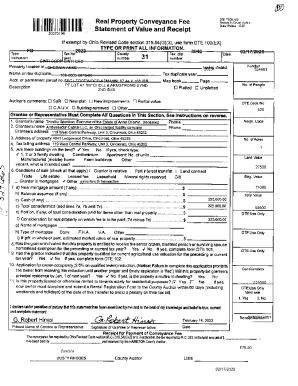 Fillable Online Real Property Conveyance Fee Statement Of Value And ...