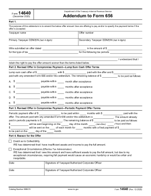 Fillable Online Form 14640 (Rev. 12-2020). Addendum to Form 656 Fax ...