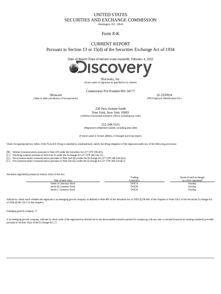 Discovery, Inc. ( - cloudfront.net Doc Template | pdfFiller