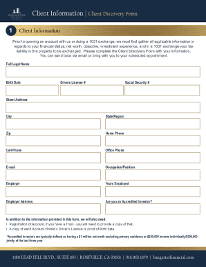 Fillable Online CLIENT DISCOVERY FORM Fax Email Print - pdfFiller