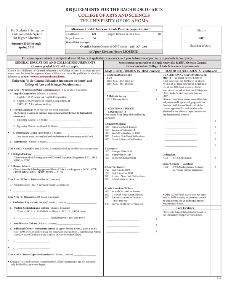 Fillable Online BA Music - OU Degree Requirement Checksheets - The University ... Fax Email ...