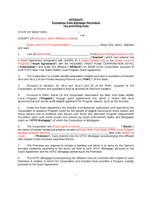 Affidavit, Exemption from Mortgage Recording Tax and ... Doc Template ...