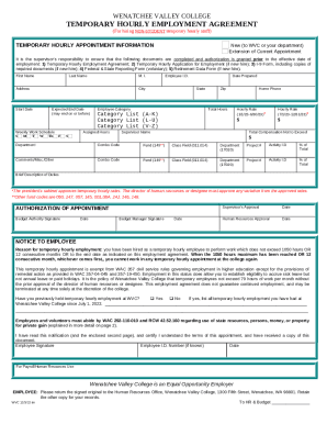 temporary hourly employment agreement - wvc ctc Doc Template | pdfFiller