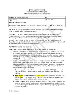 Oregon Revised Statute Chapter 419b on Reporting Of ... Doc Template ...