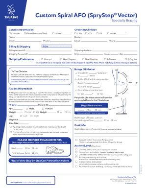 Fillable Online SpryStepCustom AFO Specialty Bracing Fax Email Print - pdfFiller