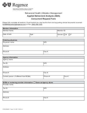 Fillable Online Regence BlueCross BlueShield of Oregon Concurrent ...