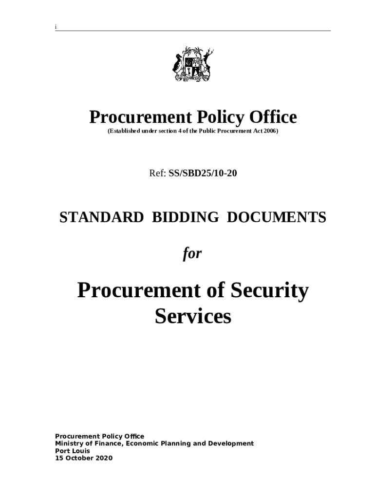 SCS/IQ29/10-20) STANDARD for Inal Quotation ... - ppo govmu Doc ...